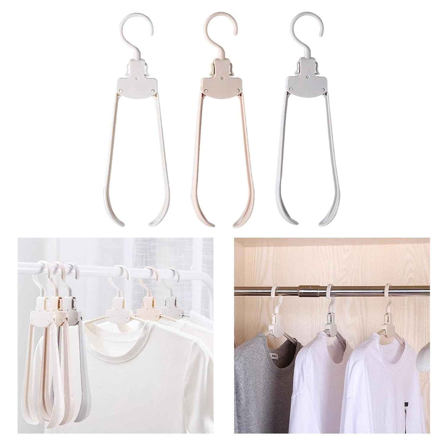 Foldable Cloths Organizer Plastic Hanger Multicolor (Pack of 6 or 12 ...